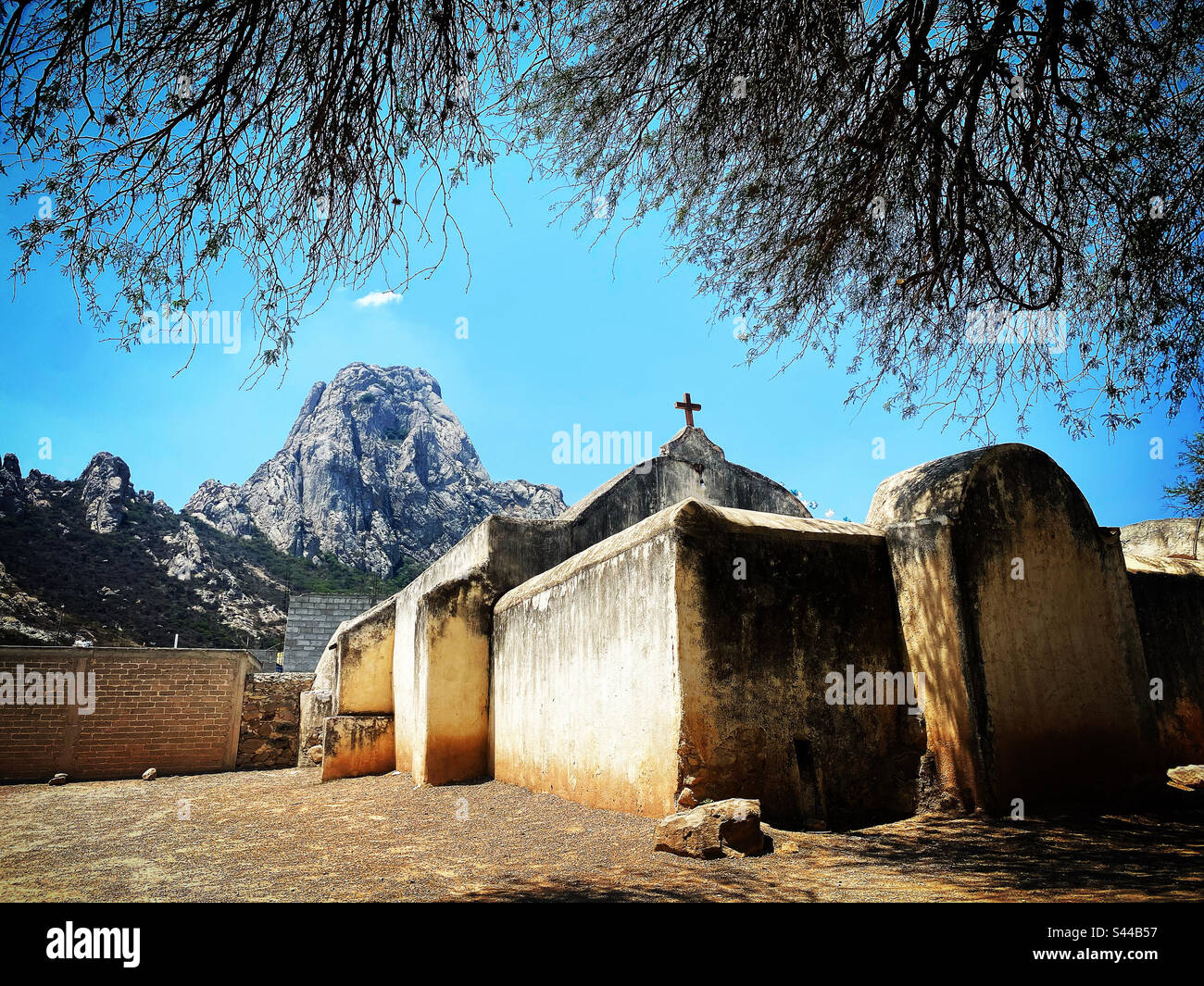 The Capilla Oratoria chappel and the Peña de Bernal in San Antonio de ...