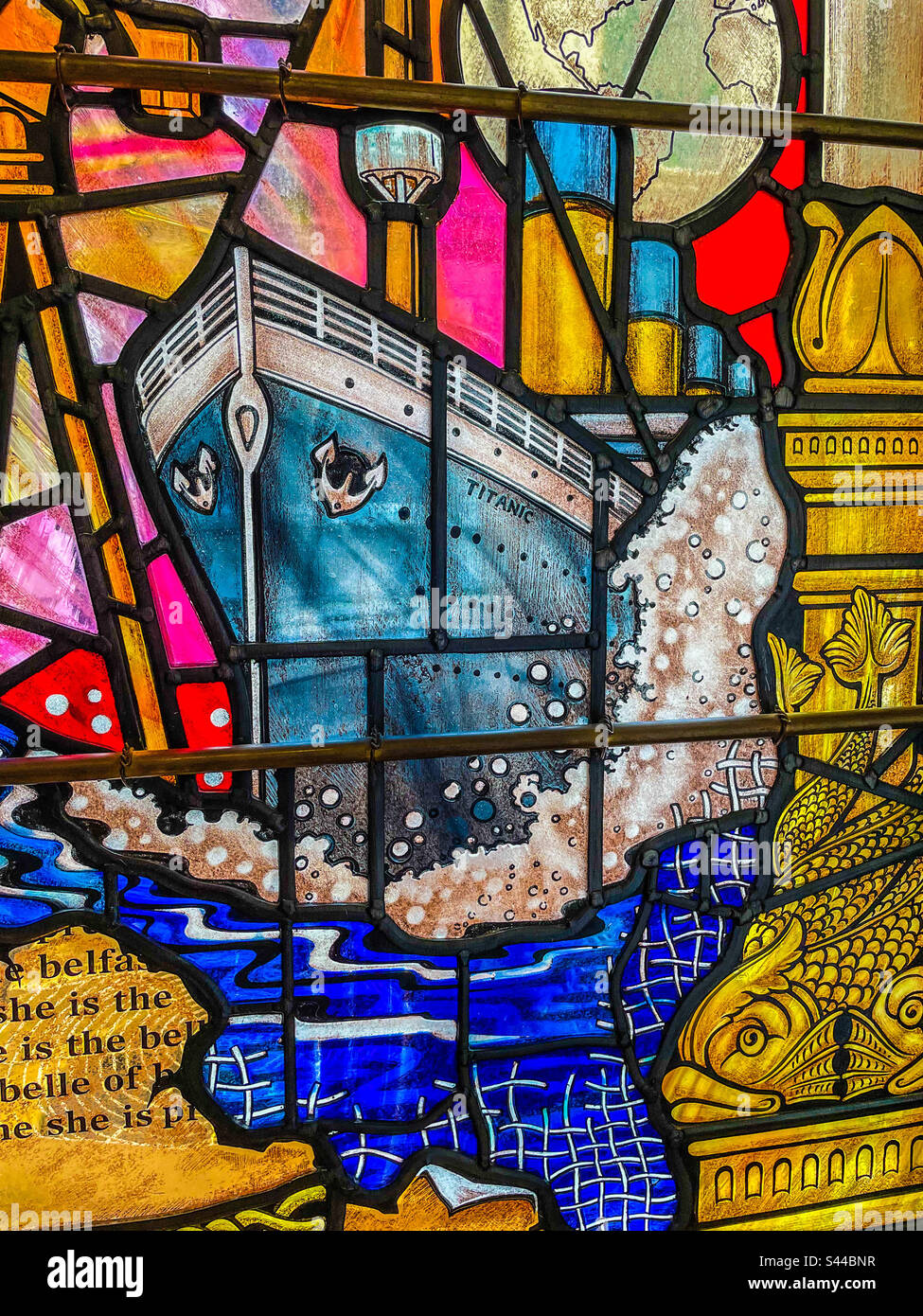 The Titanic window, Belfast city hall Stock Photo - Alamy