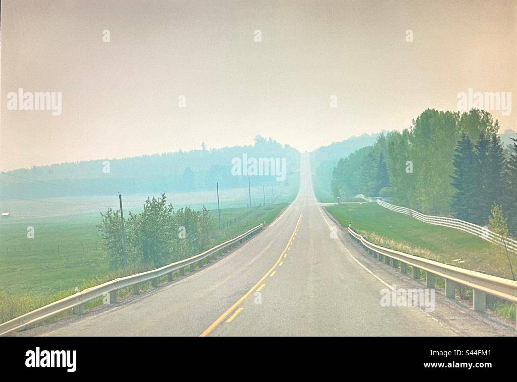 Smoky day, forest fires in Alberta, smoke Stock Photo - Alamy