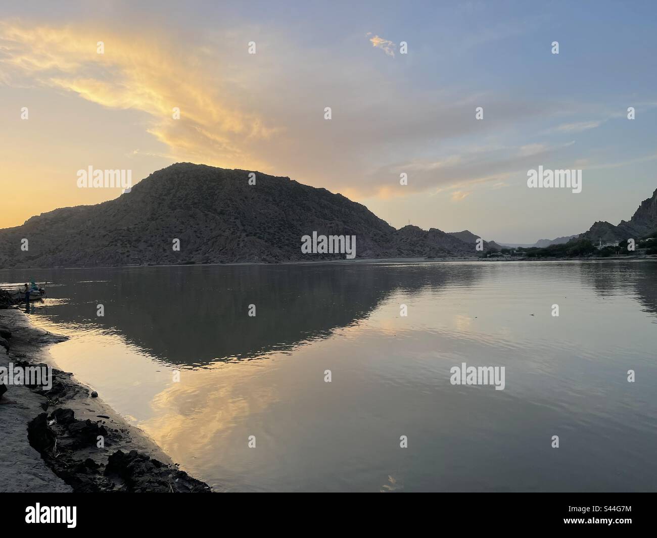 Sunset at river Indus Stock Photo - Alamy