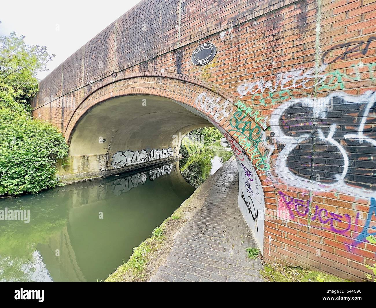 Grand union canal and bridge in west London Alperton Wembley uk Stock ...