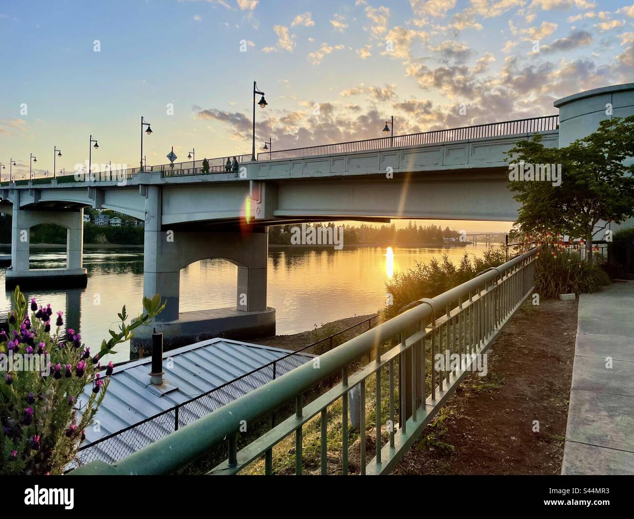 Sunset Manette bridge Stock Photo - Alamy