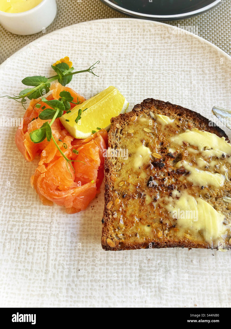 Grain toast with smoked trout Stock Photo - Alamy