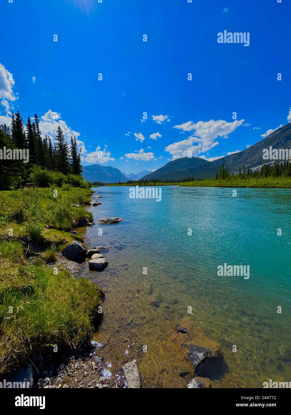 Bow Valley Provincial Park - Canadian Rockies, Bow River Stock Photo ...