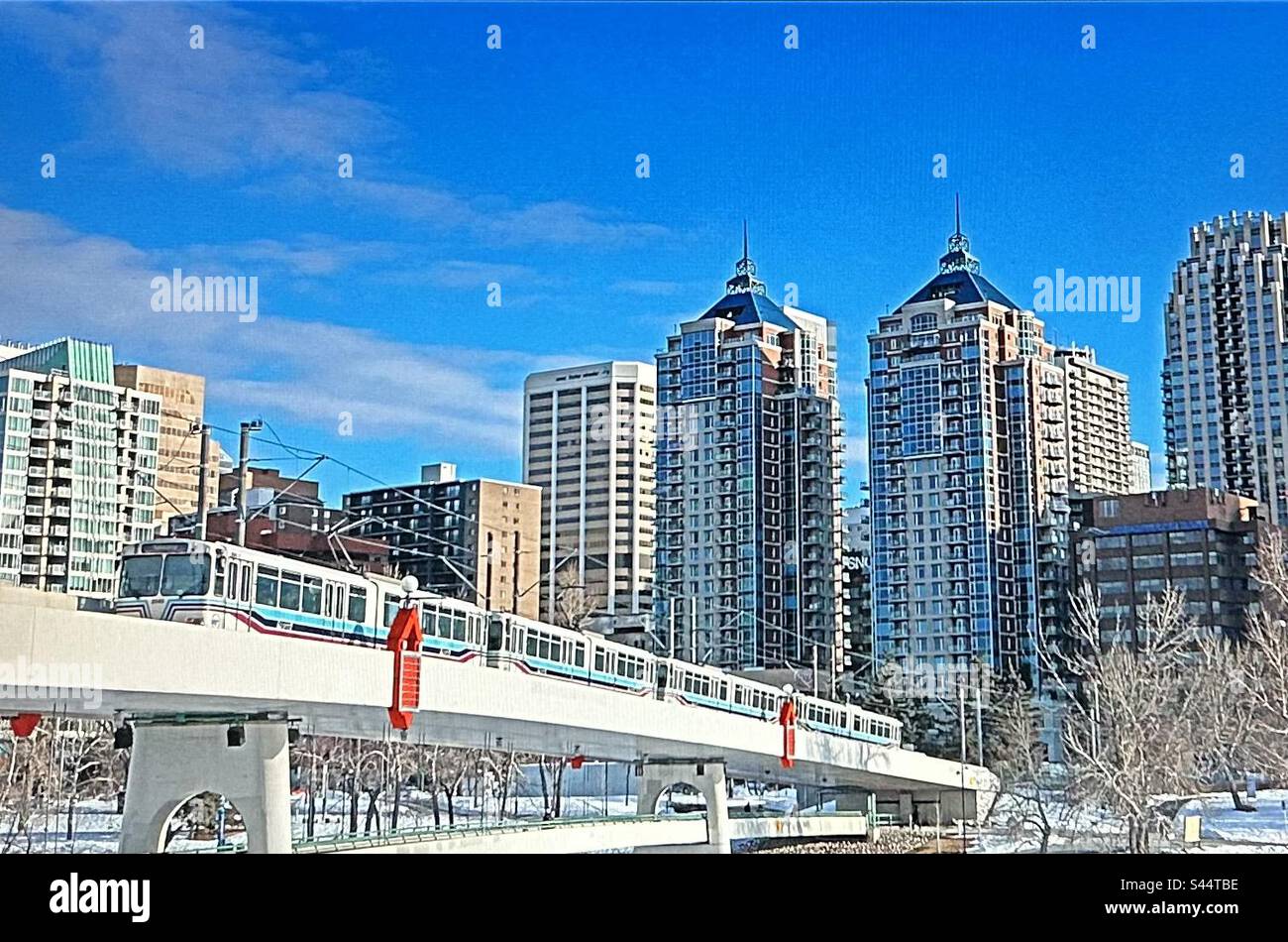 C train, Light Rail Transit, condos in downtown Calgary, Alberta ...