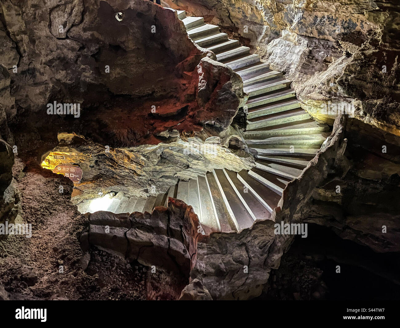 Stairway in cave Stock Photo - Alamy