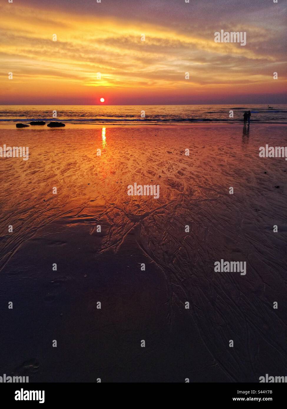 Sunset at Milady Beach in Bidart. Pyrenees Atlantiques, France Stock ...