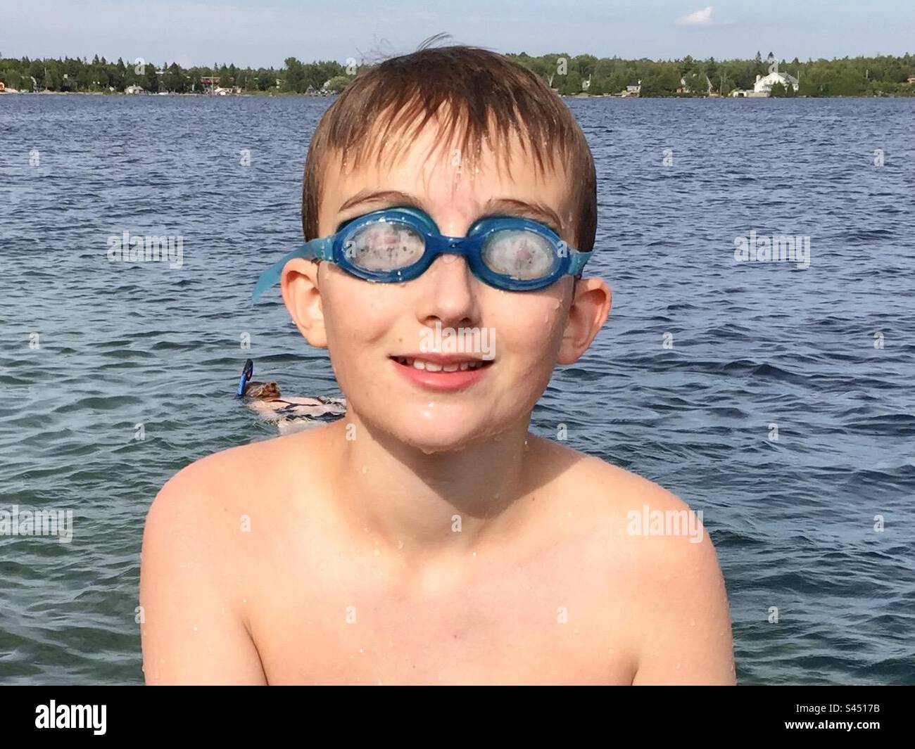 Boy with fogged goggles Stock Photo - Alamy