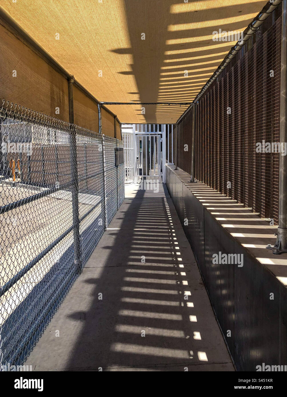 Entry area to the gate to enter security area for border check into US ...