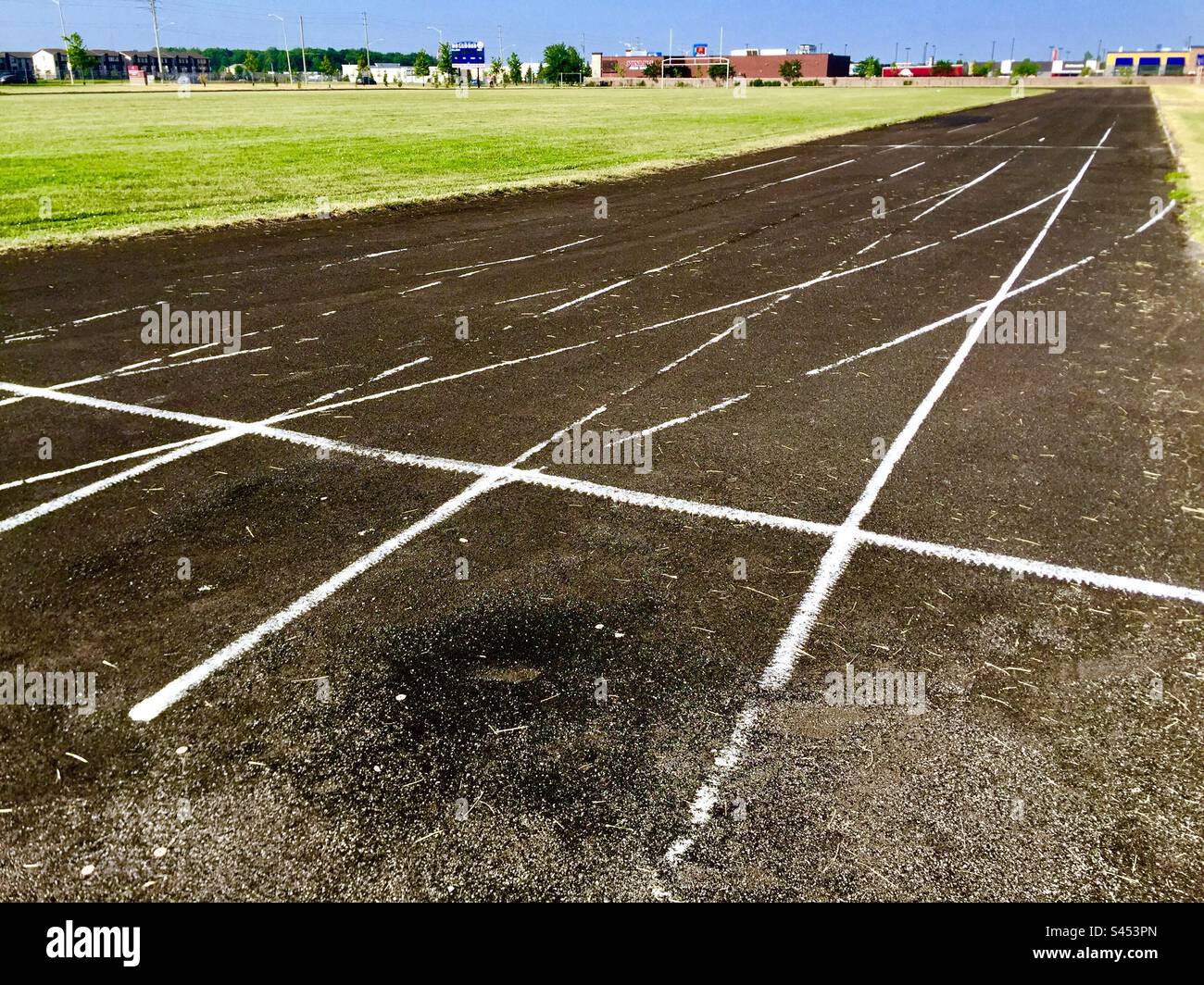 Practice track with lanes marked in an urban setting. No people Stock ...