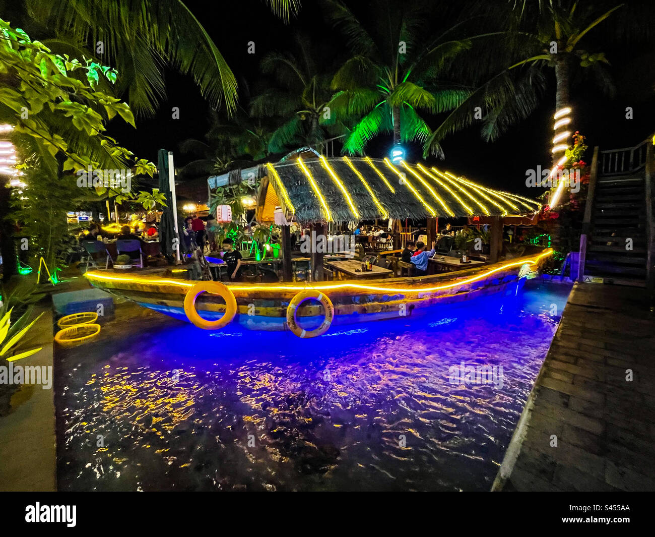 Fishing boat restaurant Stock Photo - Alamy