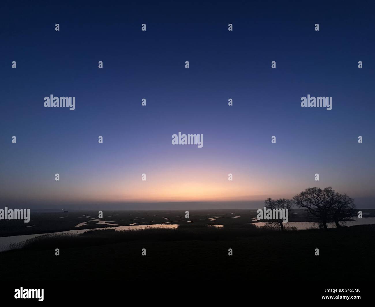 Sunrise, Elmley nature reserve, isle of Sheppey, Kent Stock Photo - Alamy