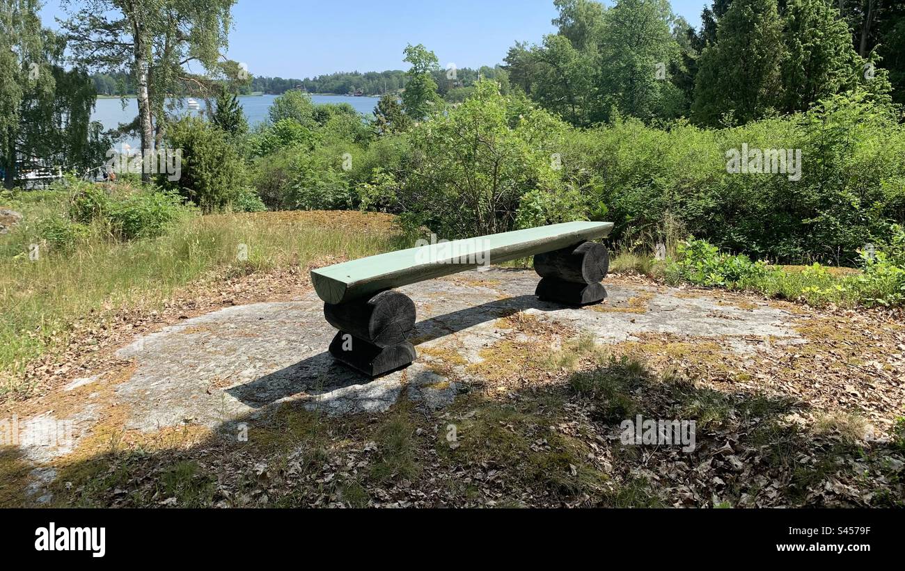Wooden bench with a view Stock Photo - Alamy