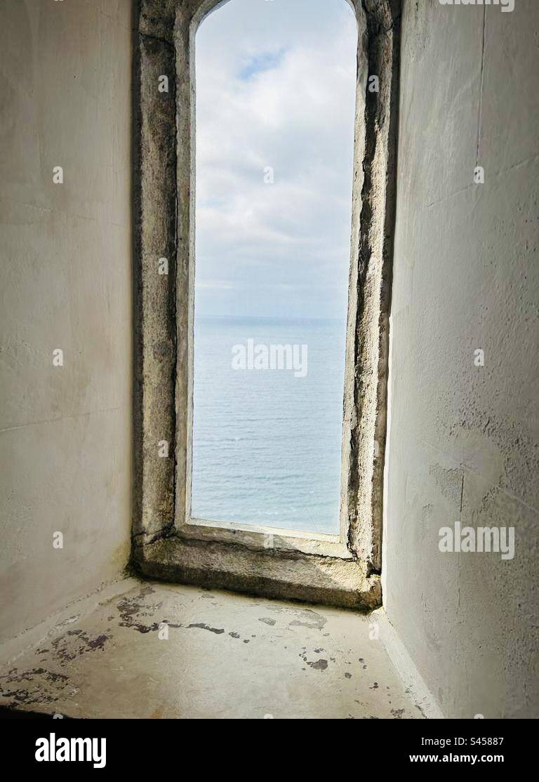 The sea view from an old castle window Stock Photo - Alamy