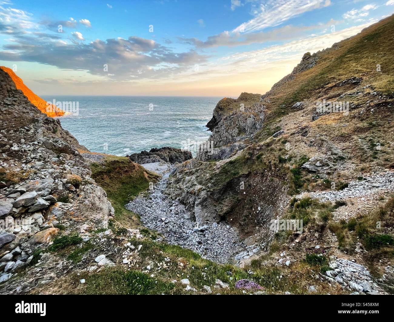 South Gower coast, Gower, Swansea, Wales, dusk Stock Photo - Alamy