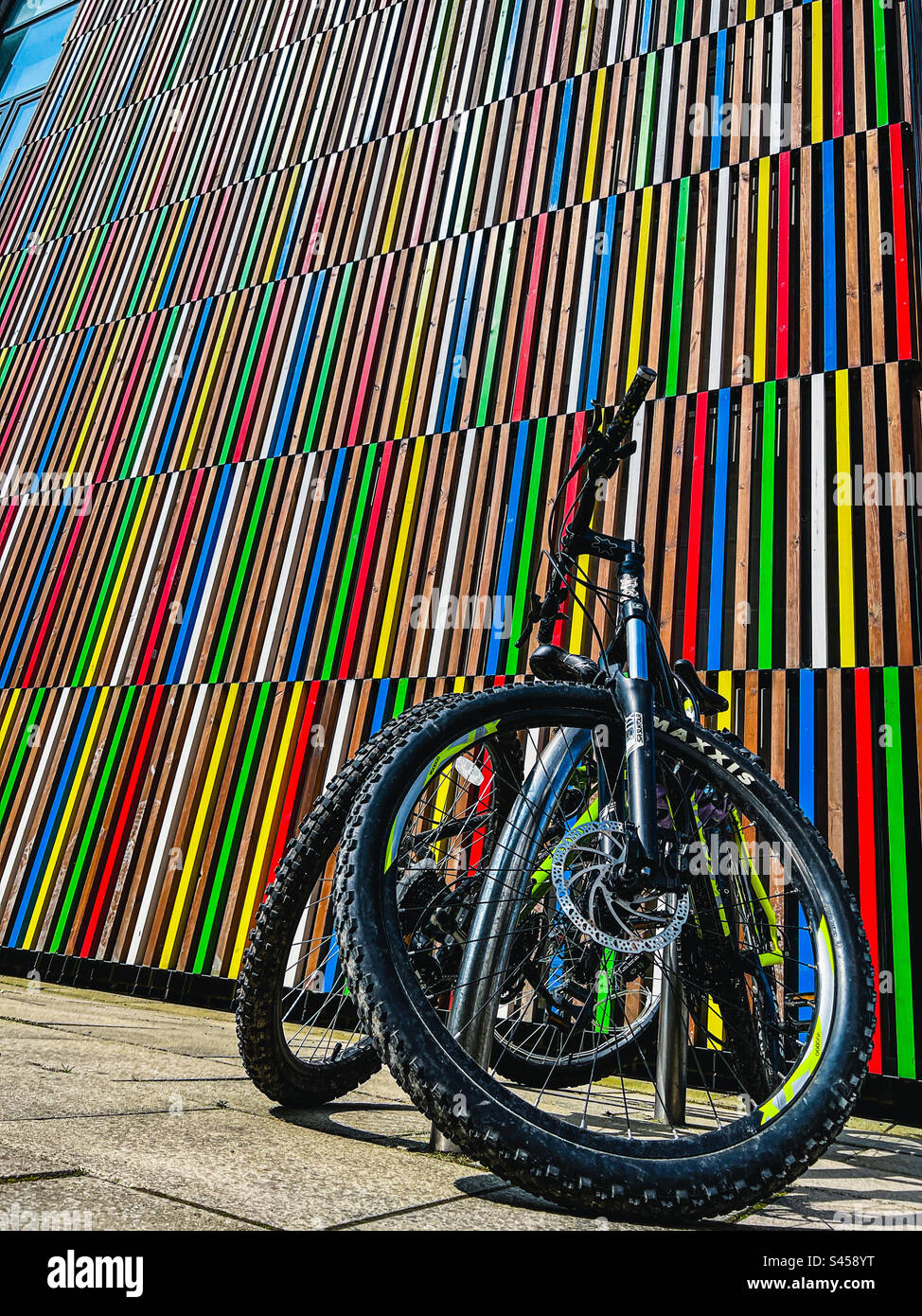 Bicycles parked outside the deal Track building at Leeds Dock Stock ...
