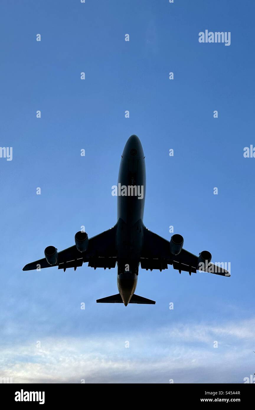 Boeing 747-800 on short finals to runway 15 in Anchorage, Alaska Stock ...