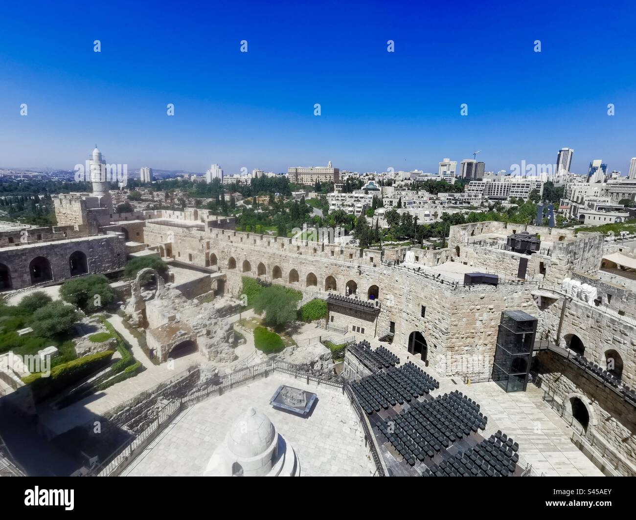 A view of Jerusalem taken from the Tower of David museum, citadel Stock ...