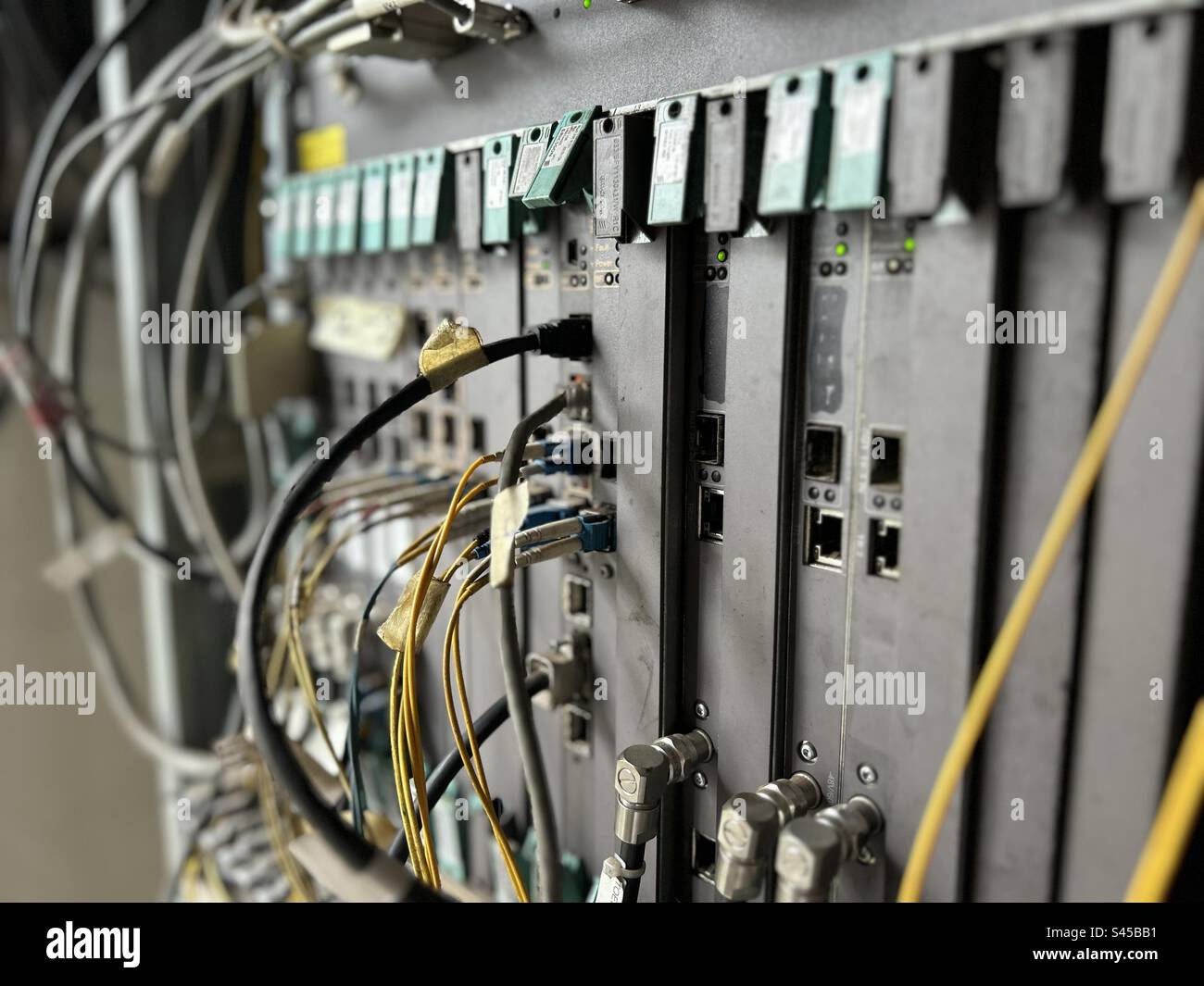 Telecoms 20P magazine router on a telecom base tower shelter in Nigeria ...