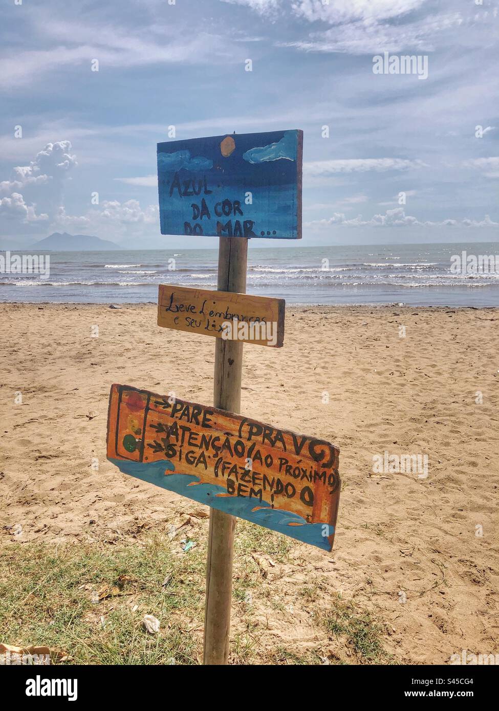 Signs on a beach in Brazil Stock Photo - Alamy