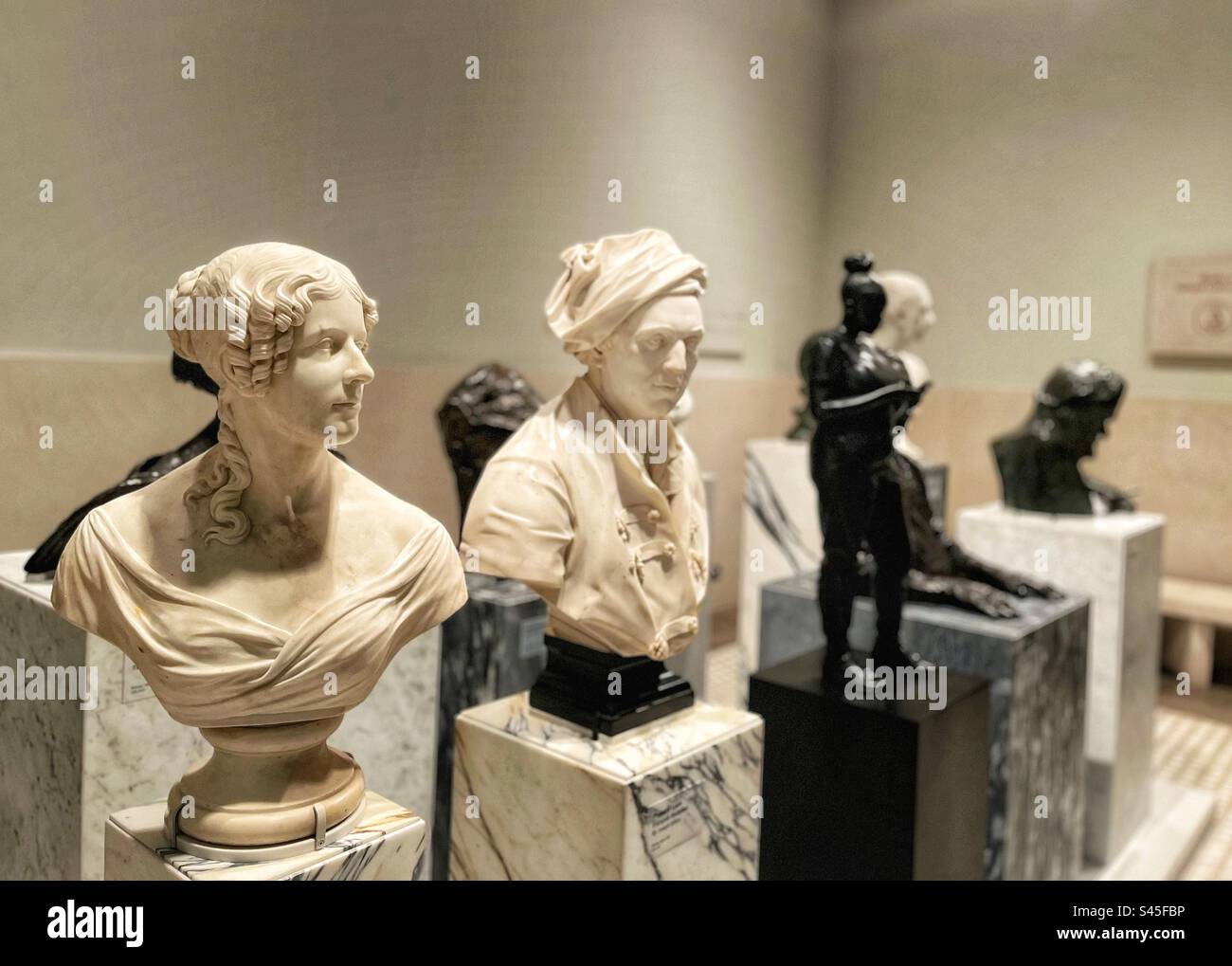 Bust and sculptures at the entrance hall of the National Portrait ...