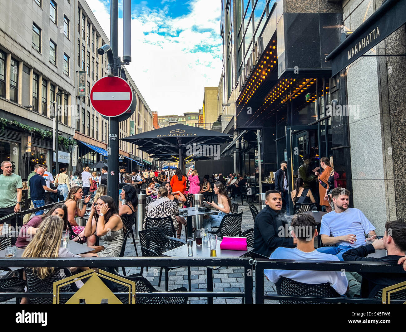 Revellers out in Leeds City Centre down Greek Street on a Saturday ...