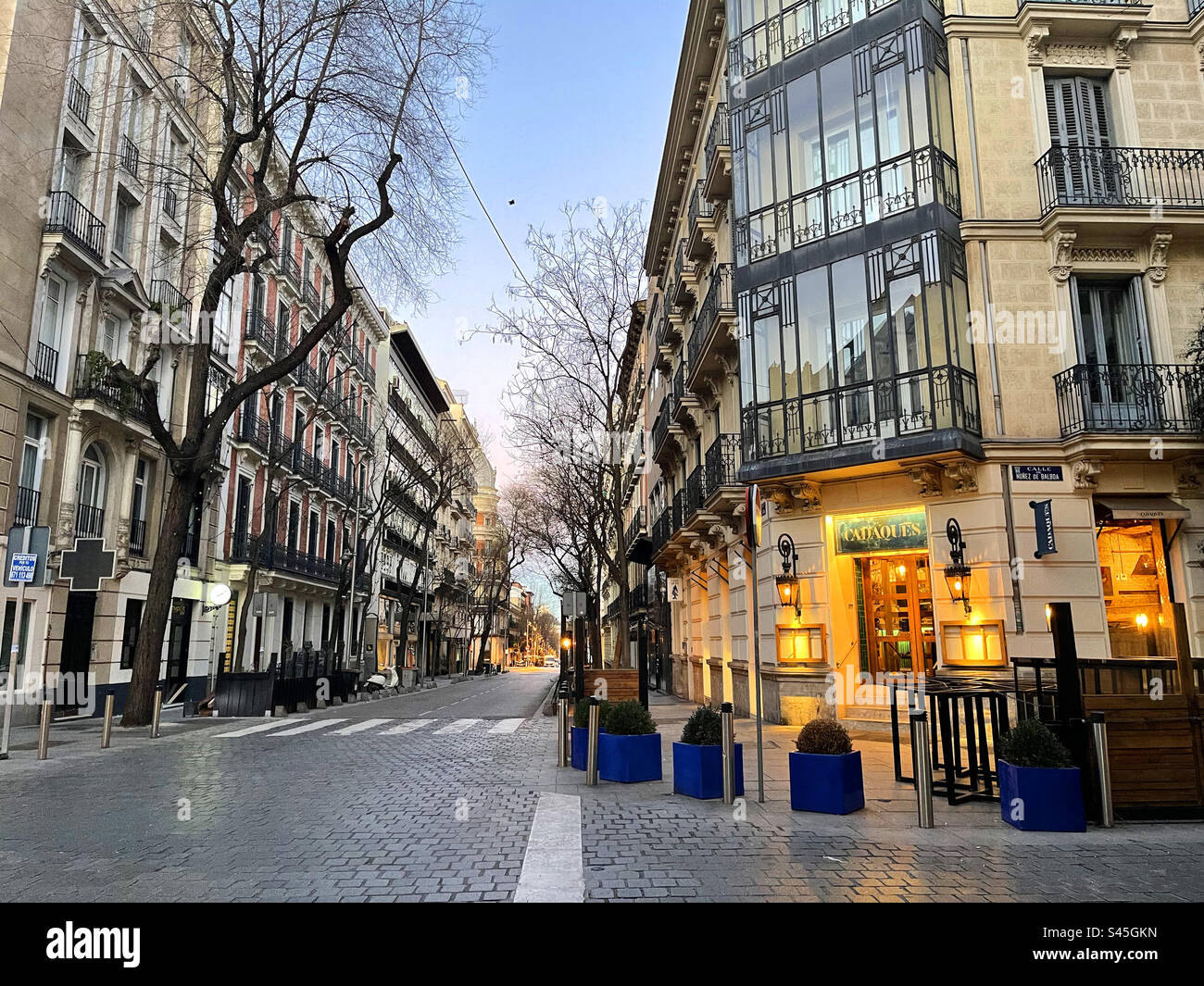 Street, night view. Madrid, Spain Stock Photo - Alamy