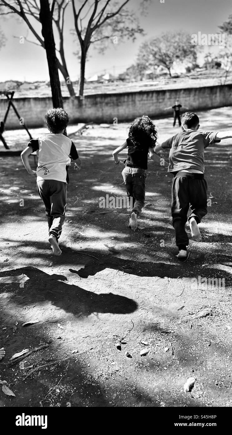 Children playing Black and White Stock Photos & Images - Alamy