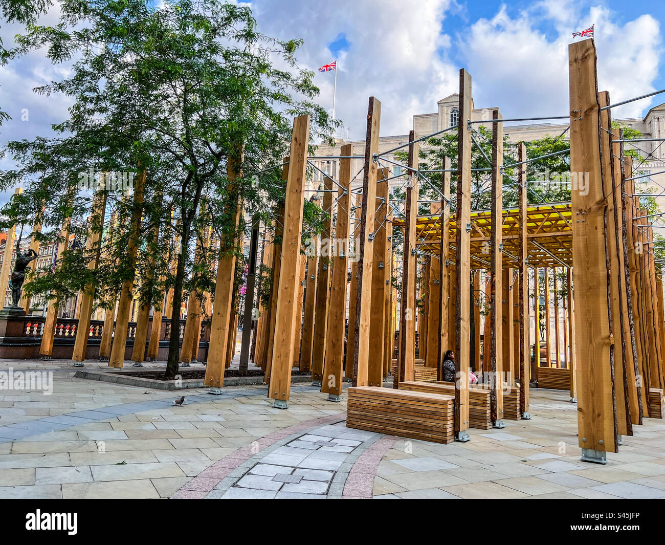 Leeds city square magical ancient forest sculpture Stock Photo - Alamy