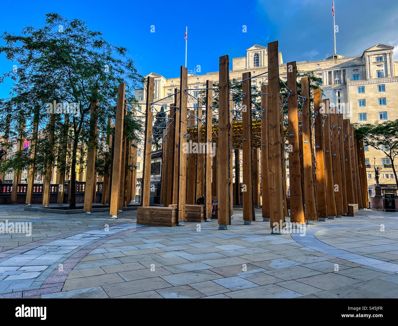 Leeds city square magical ancient forest sculpture Stock Photo - Alamy