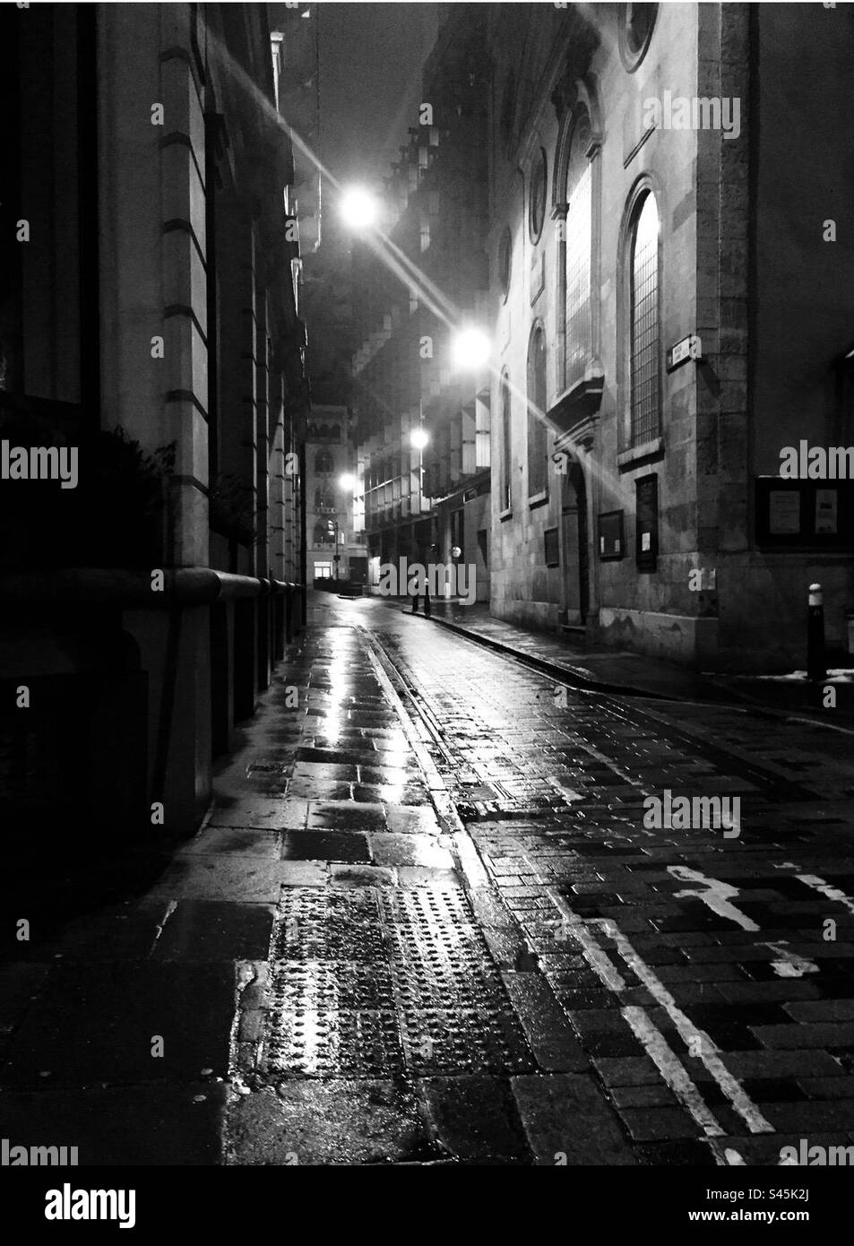 Lights in dark alley Black and White Stock Photos & Images - Alamy