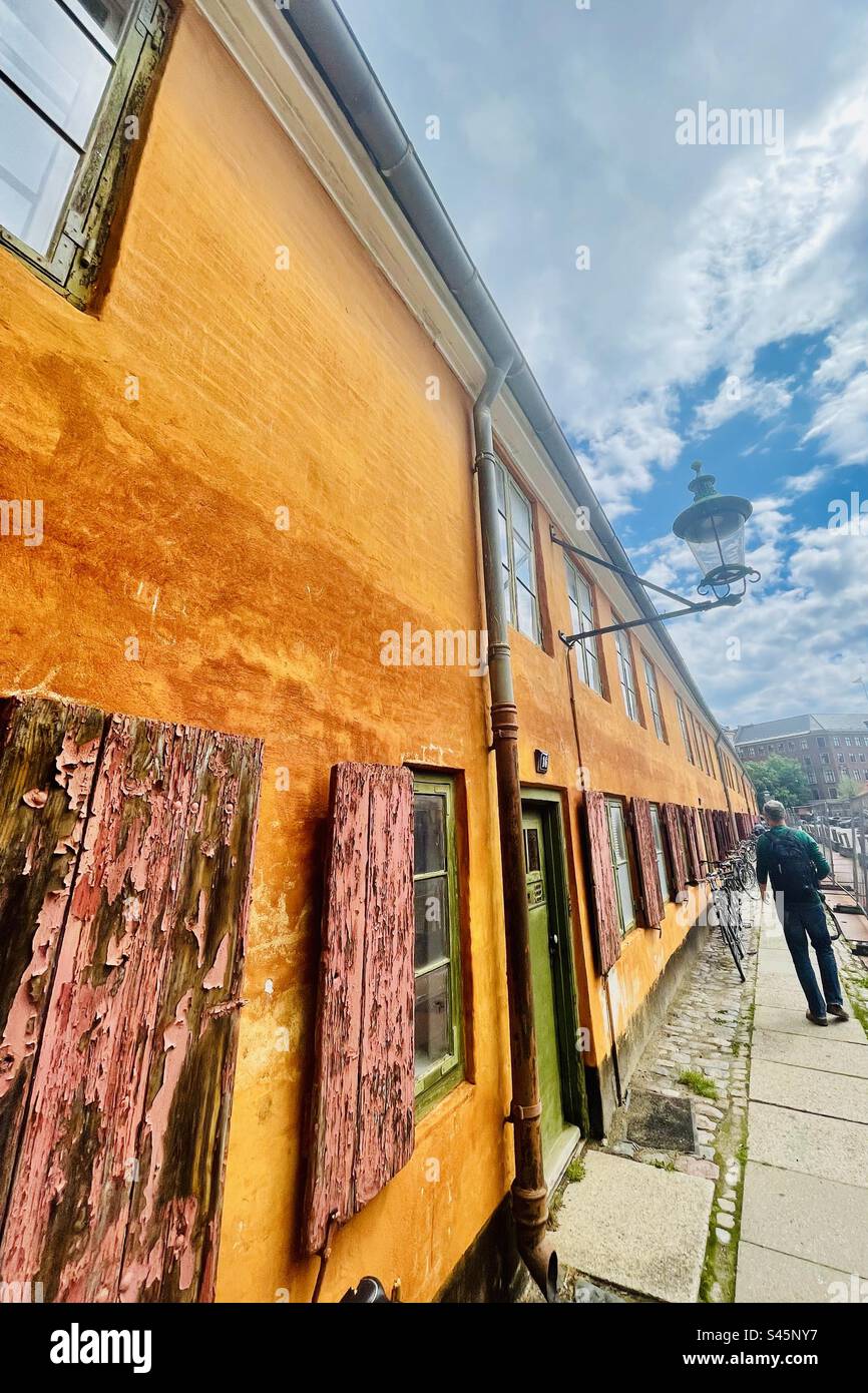 The colorful Nyboder neighborhood in Copenhagen, Denmark Stock Photo ...