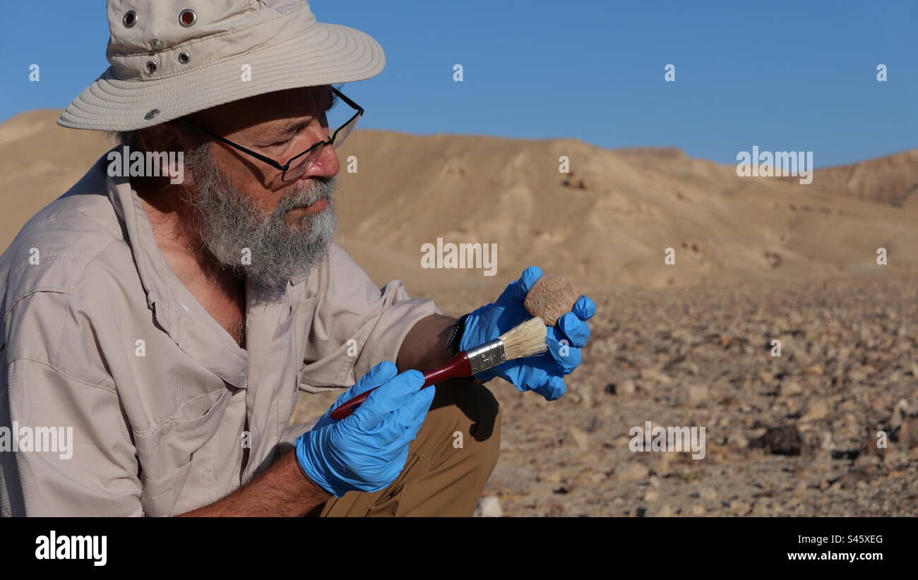 Archaeologist at work in the desert Stock Photo - Alamy