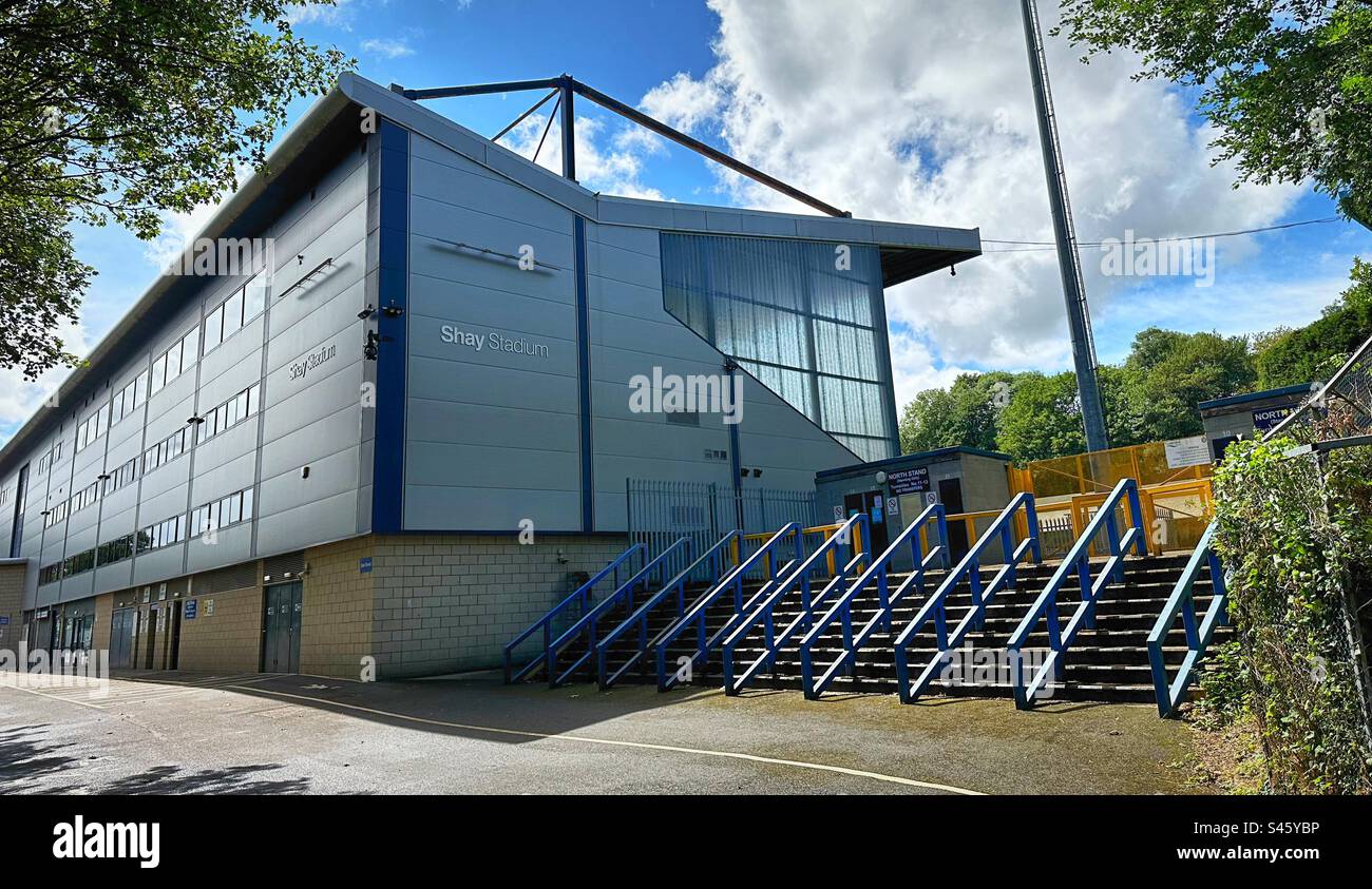 The East Stand at The Shay Stadium - home of F.C. Halifax Town on a non ...
