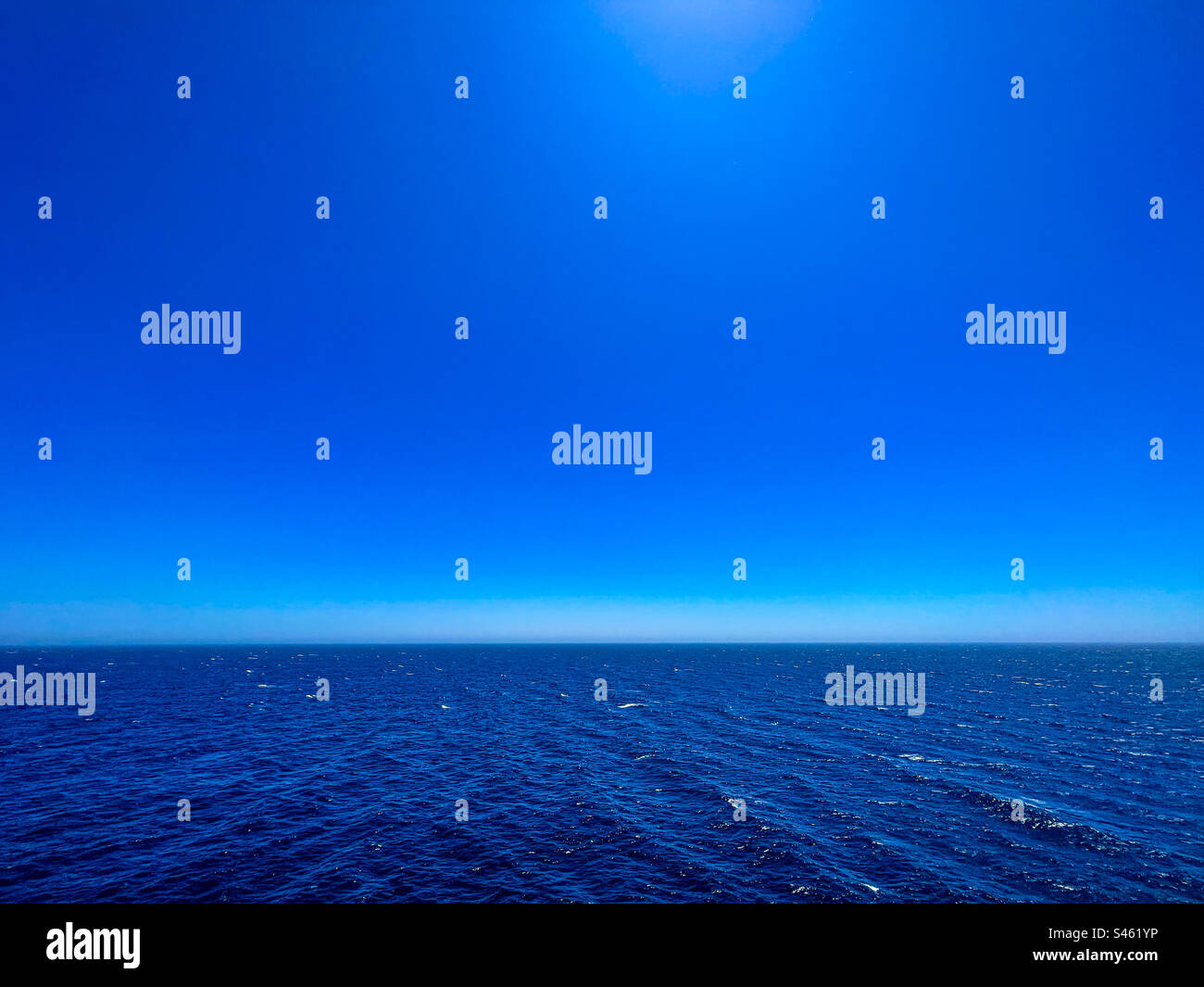 Blue sea and sky in the Alboran Sea in the Mediterranean during summer ...