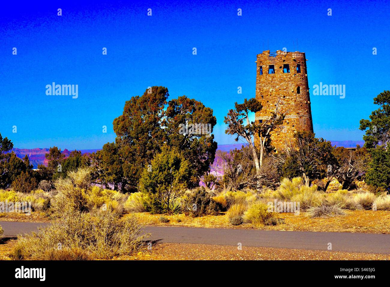 Desert view watch tower grand canyon national park hi-res stock ...