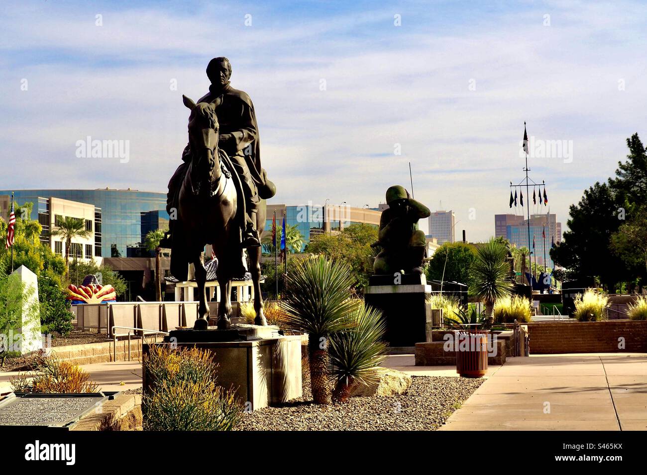 Some memorial statues in the park by the Arizona State Capitol in ...