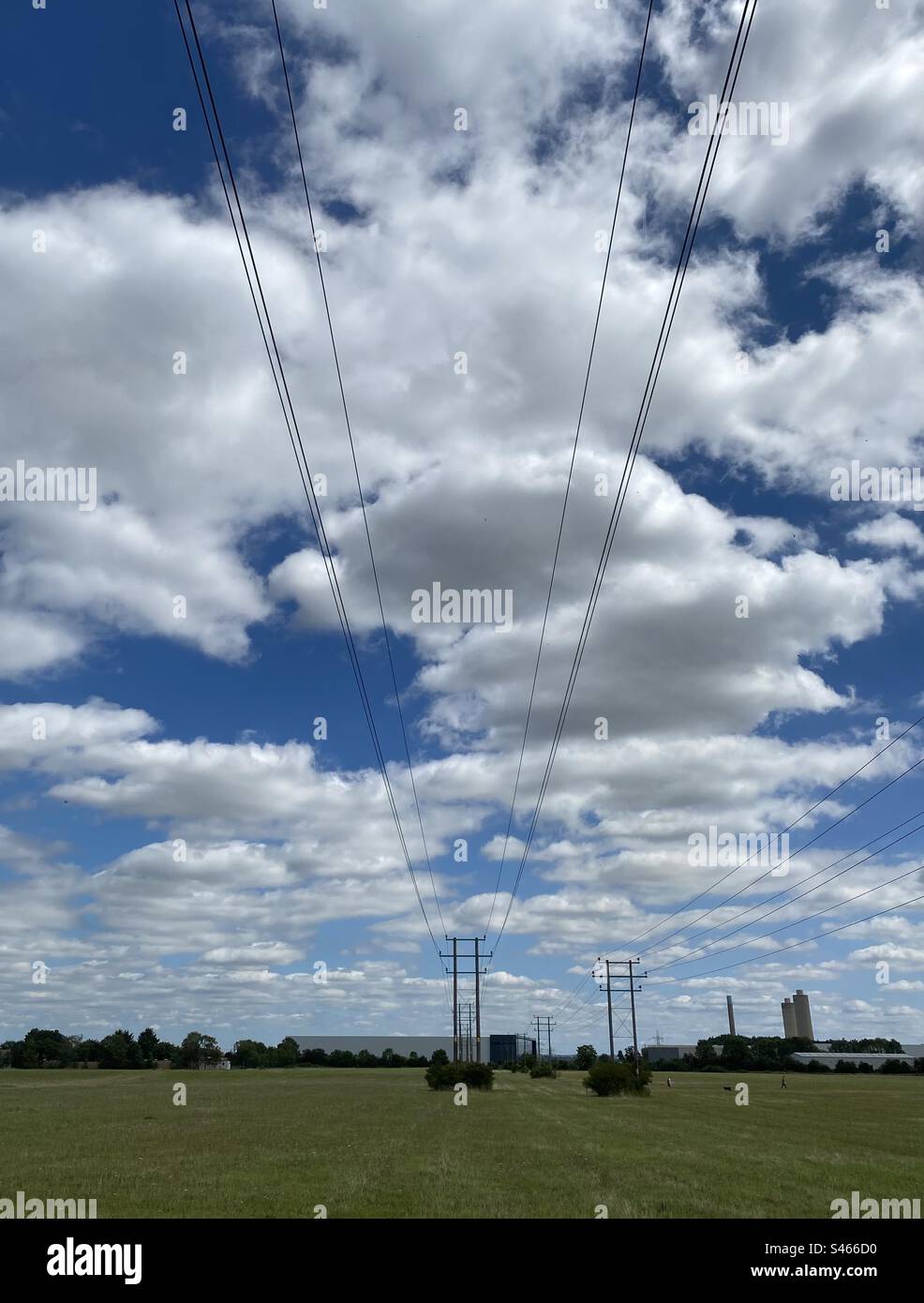 Clouds and pylons on an August sunny day . Milton , Oxfordshire Stock ...