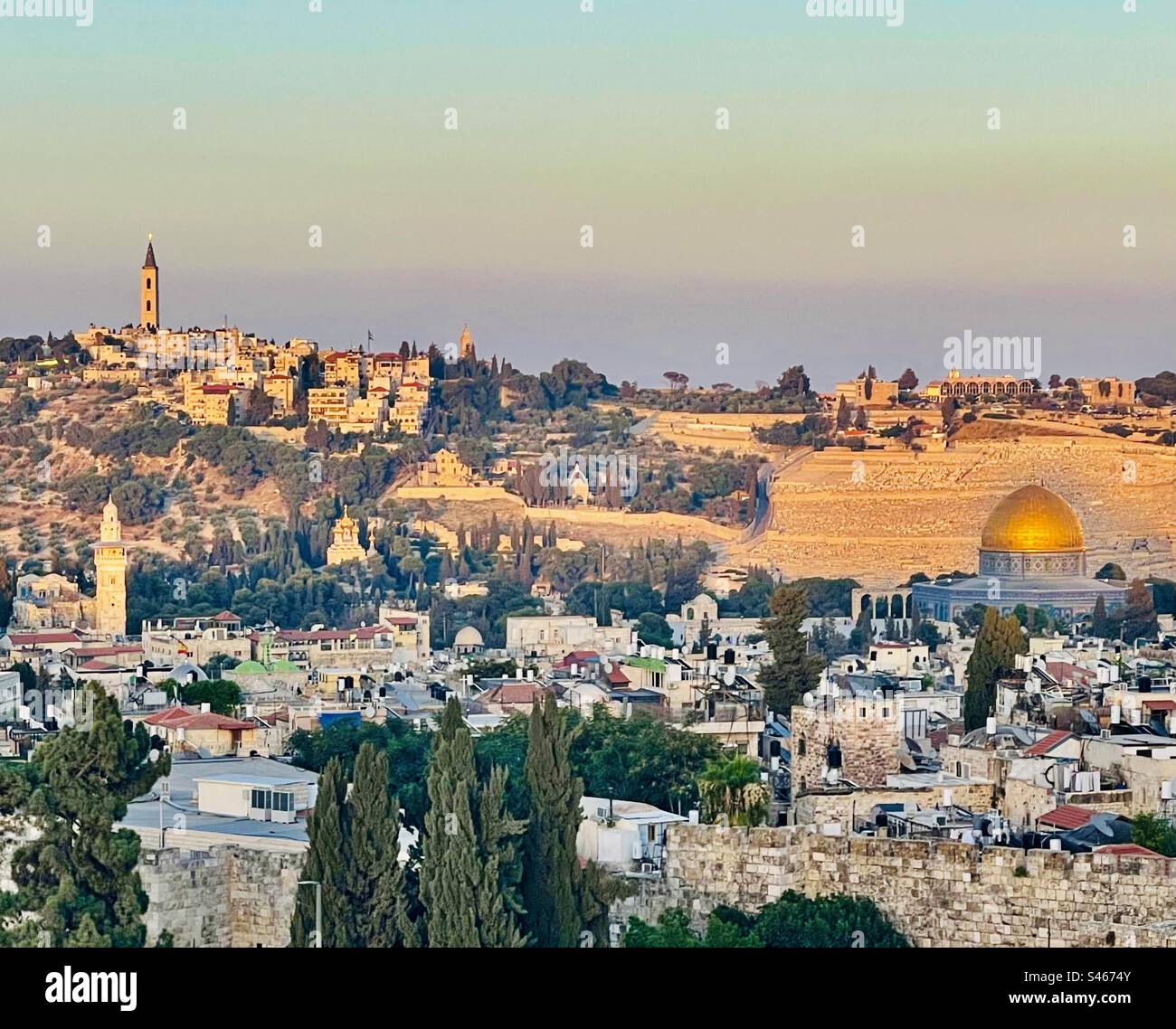 A view of the old city of Jerusalem and the Mount of Olives in the ...