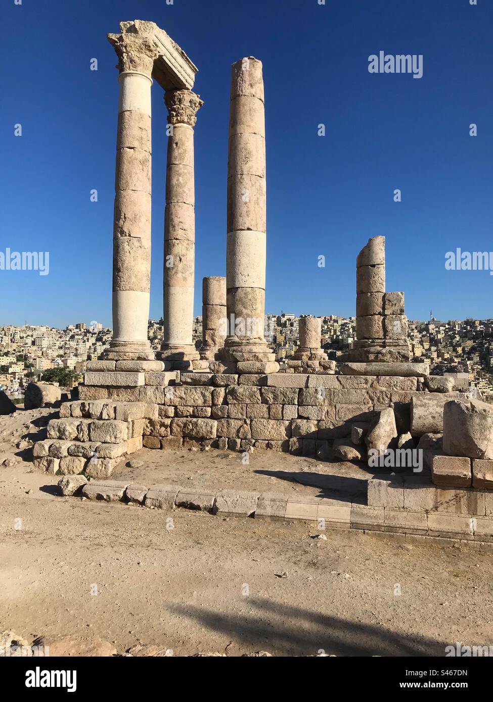Amman Jordan ancient Roman columns at the Temple of Hercules at the ...