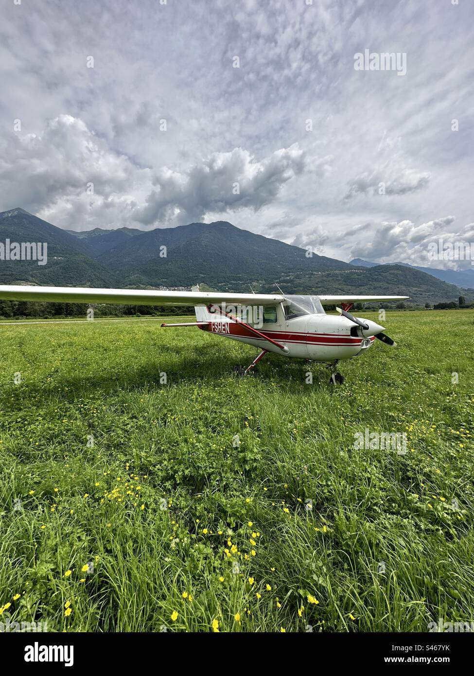Airplane in the grass Stock Photo - Alamy
