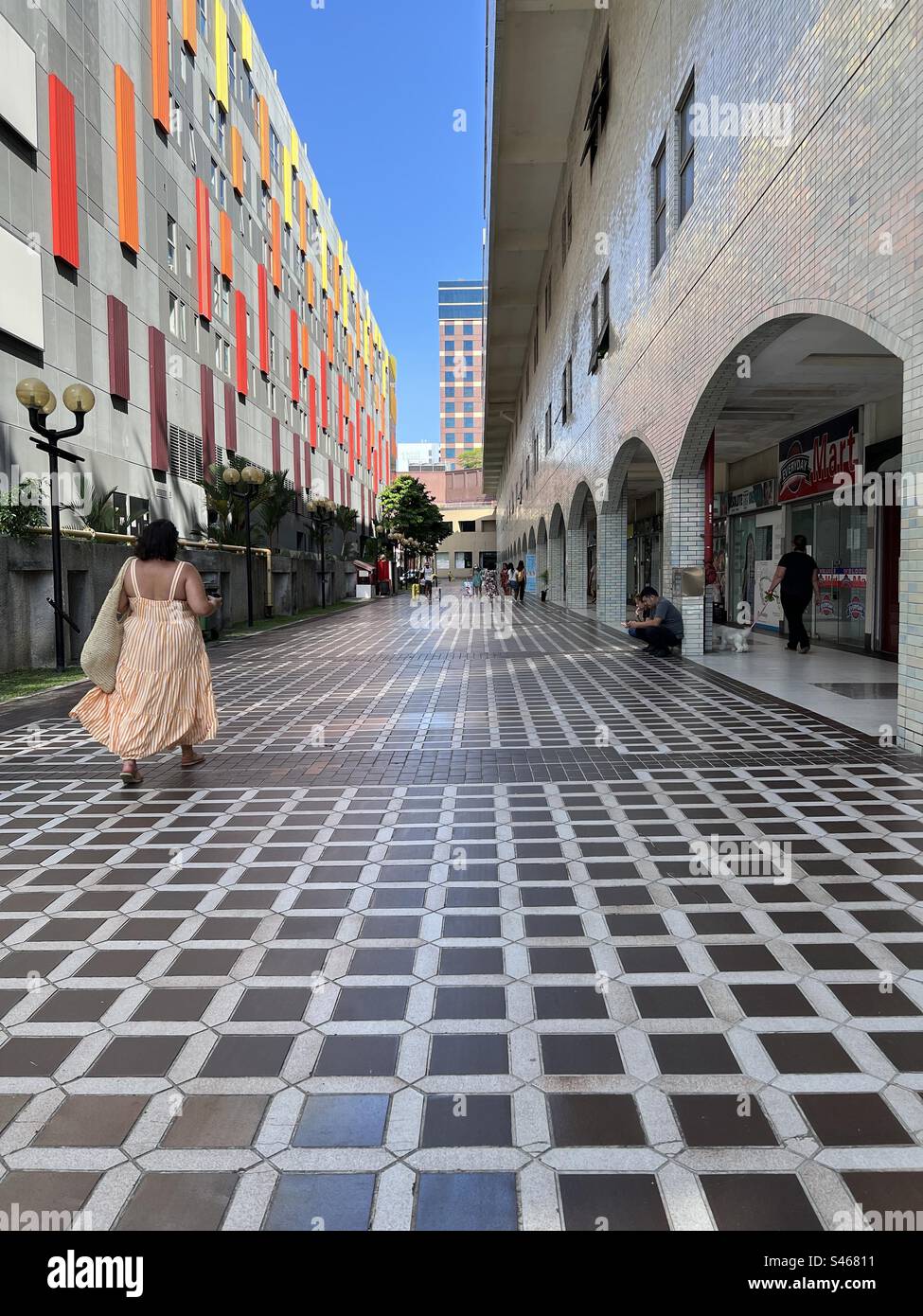 Colourful modern and retro buildings side by side Stock Photo - Alamy