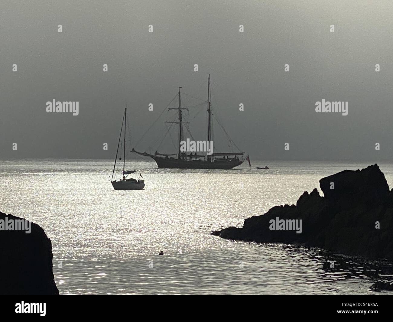 Sailing ship moored at Hope Cove, Devon, England, United Kingdom Stock ...