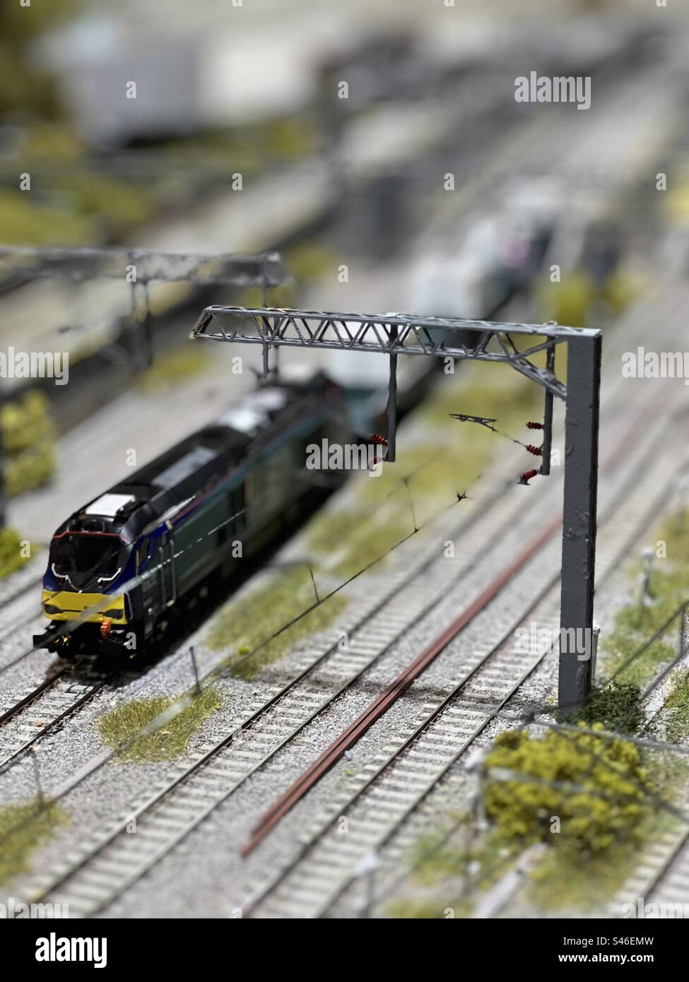 Miniature railway train system with Hornsby train and overhanging ...