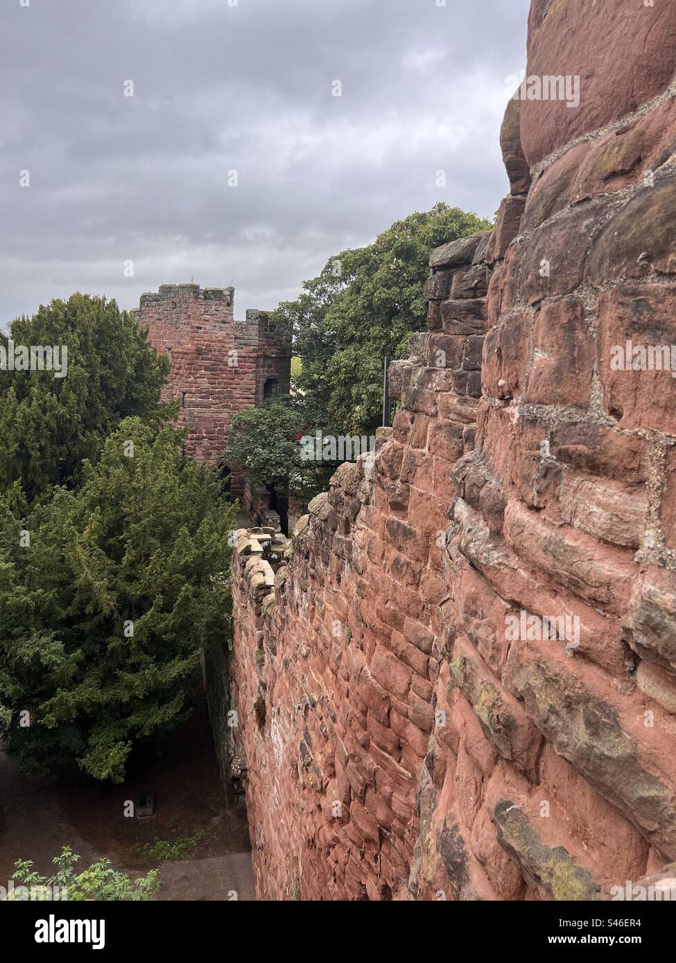 Historical Chester city walls captured on a grey day Stock Photo - Alamy