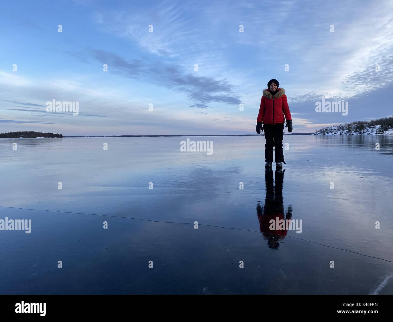 Standing on frozen lake, Parry Sound Ontario Stock Photo - Alamy