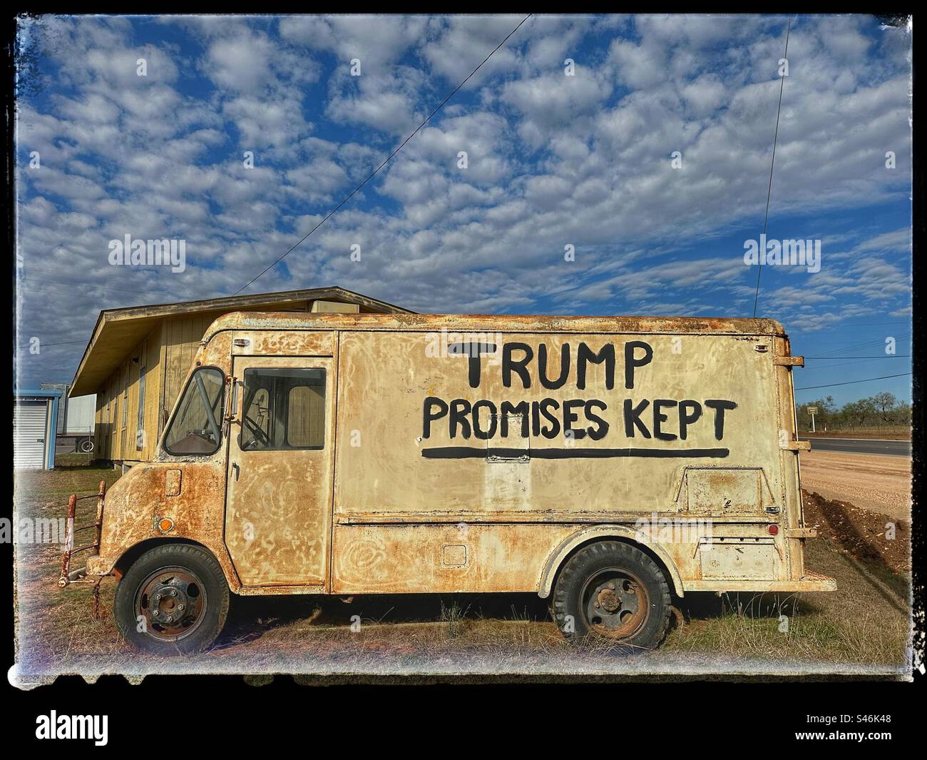Political sign on van along highway near Fredericksburg,Texas Stock ...