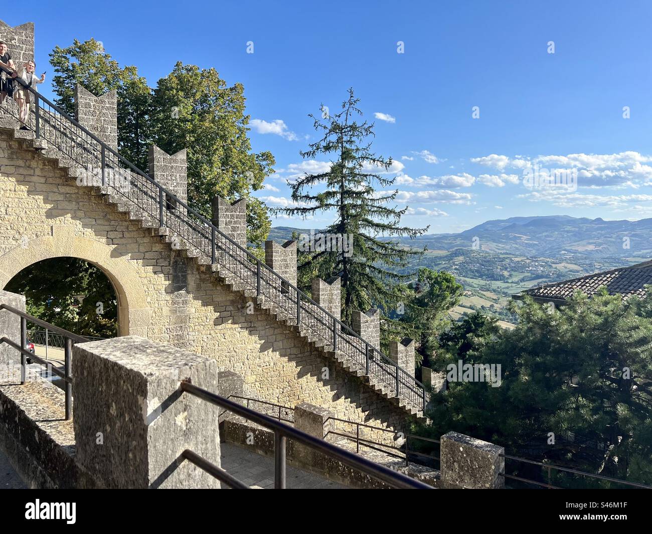 View from the historic City of San Marino on Mount Titano Stock Photo ...