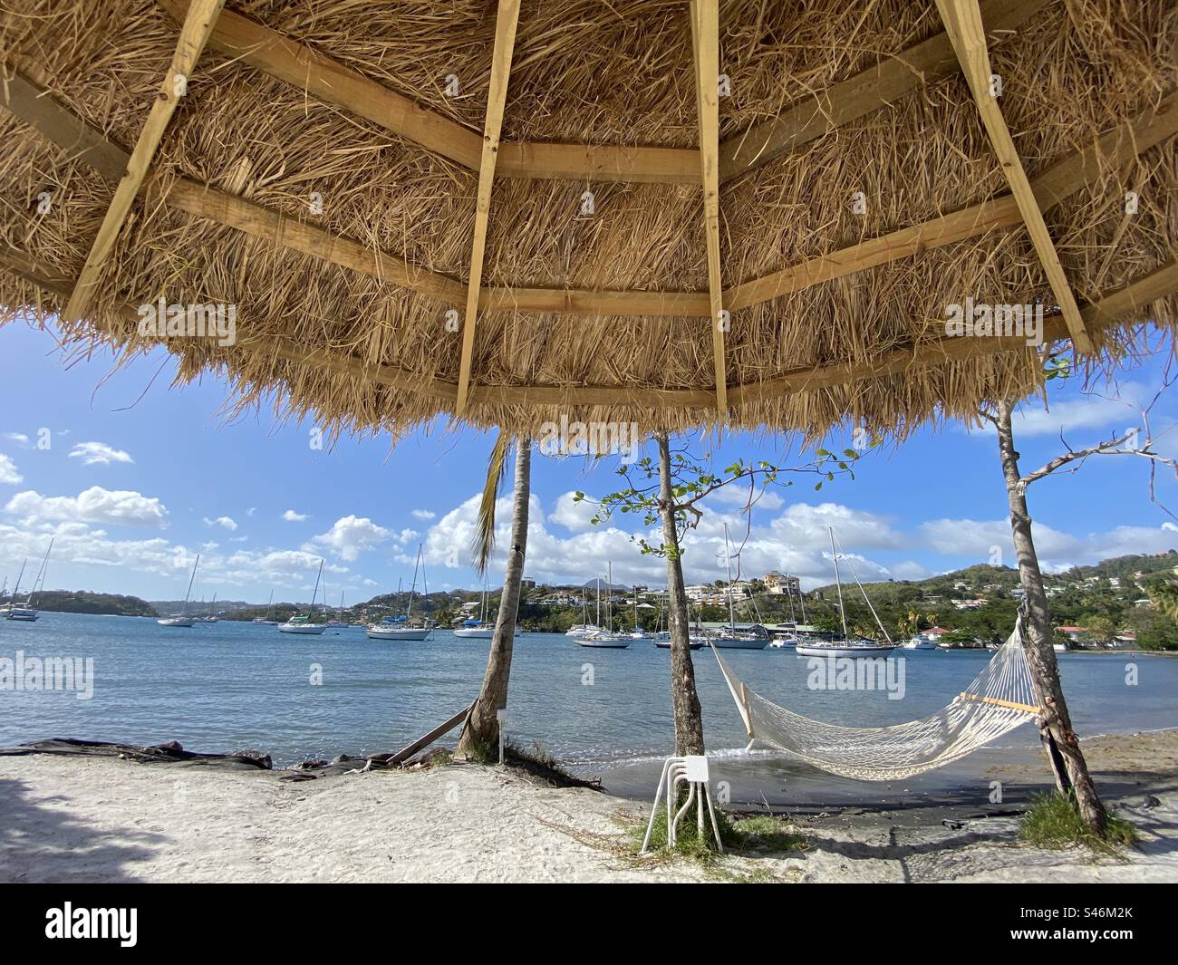 Hut and Hammock on the beach of St. Vincent Stock Photo - Alamy
