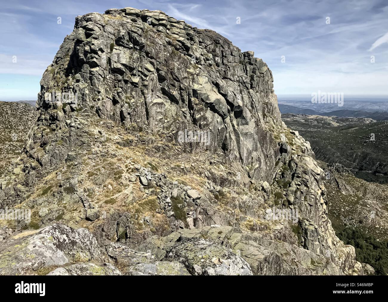 Covao do Boi - a huge craggy rock face at Serra Da Estrela National ...